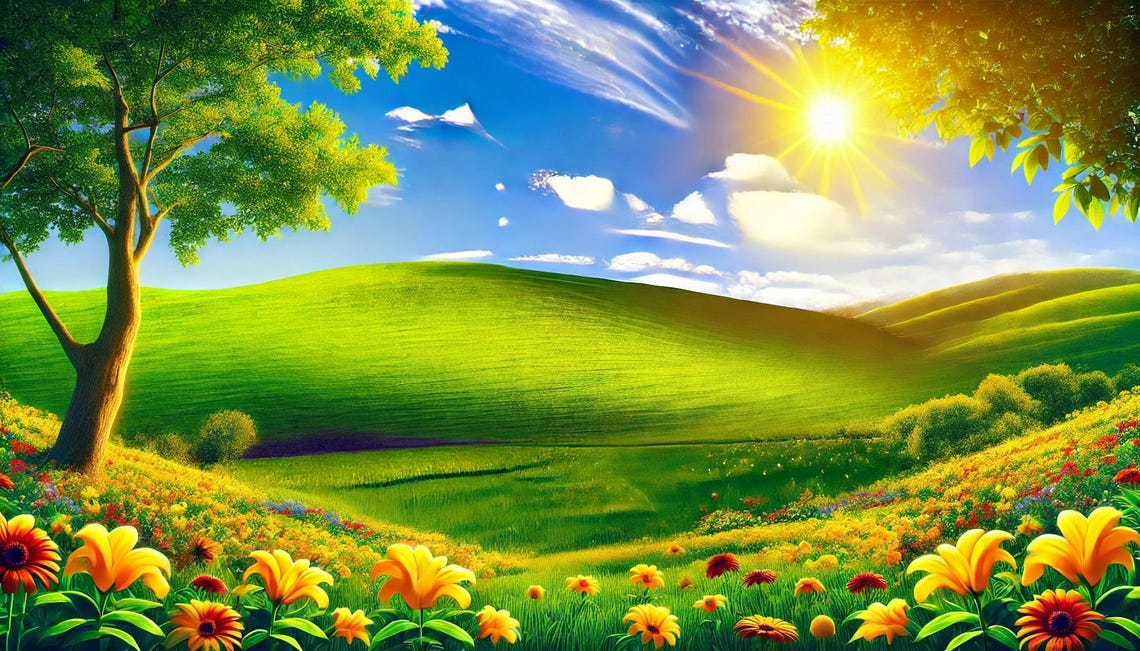 Summer Desktop Wallpaper Digital Download - Vibrant Hills With ...