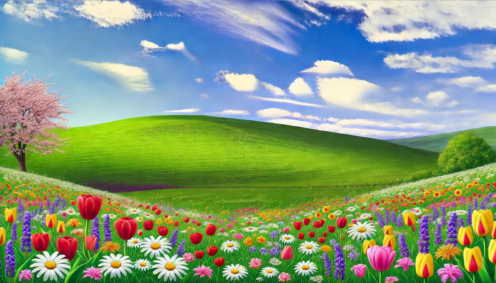 Spring Desktop Wallpaper Digital Download - Vibrant Wildflower Meadow ...