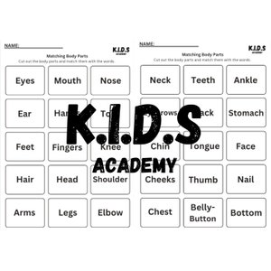 Fun Body Parts Printable Worksheet Activity for 3 - 5 Year Olds - Etsy