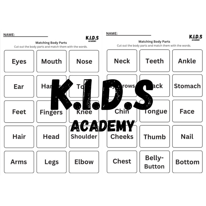 Fun Body Parts Printable Worksheet Activity for 3 - 5 Year Olds - Etsy