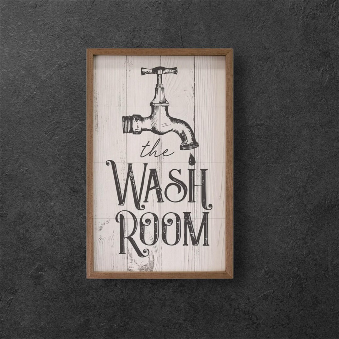Bathroom Wall Sign | Happiness Sign | Wood Sign | Bathroom Wall Decor ...