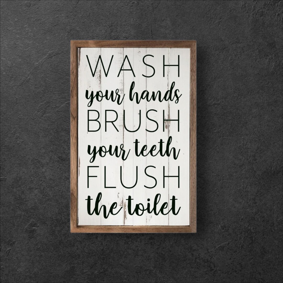 Bathroom Wall Sign | Happiness Sign | Wood Sign | Bathroom Wall Decor ...