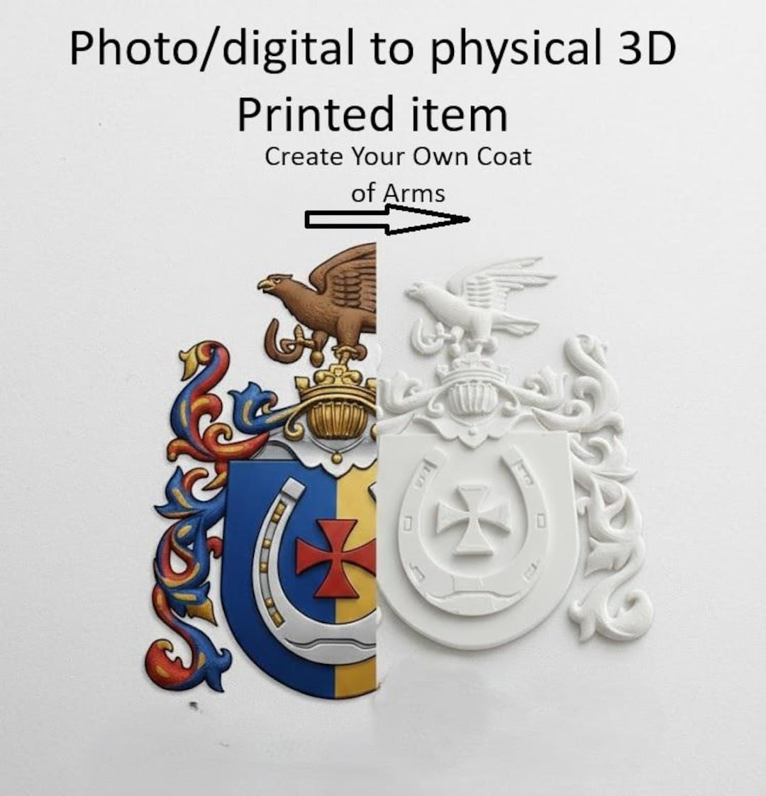 Custom 3D Printed Family Crest - Personalized Heraldry Shield & Coat of ...