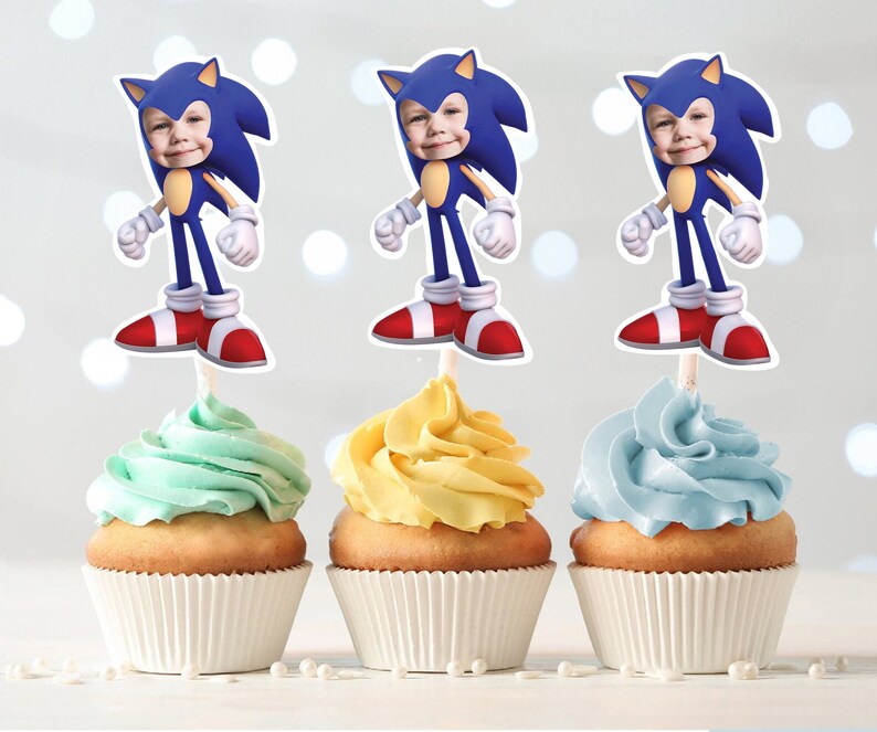 Sonic Custom Photo DIGITAL DOWNLOAD Cupcake Topper Birthday Party ...