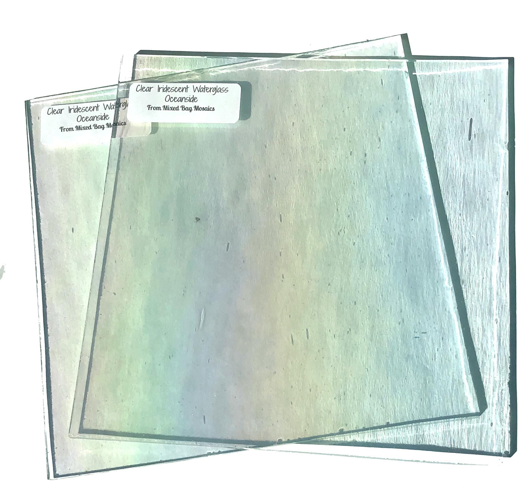 Clear Iridescent Aqualite Stained Glass Sheet 6x6 Mosaics Any Quantity ...