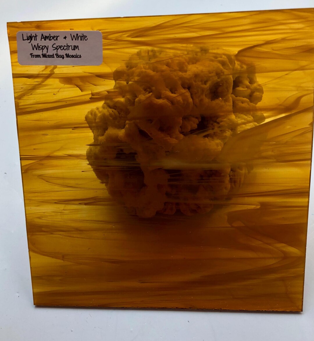 Light Amber & White Wispy Translucent Stained Glass Sheet 6x6 by ...