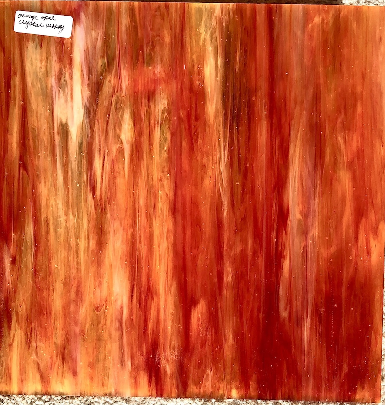 Orange Red Crystal Wispy Stained Glass Sheet Mosaic Art 6x6" ANY QTY ...