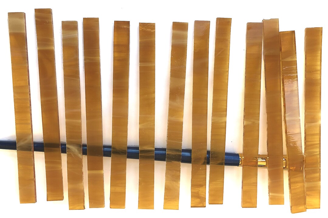 1/2 Lb Pale Amber Wispy Transparent Stained Glass Mosaic Strips Tiles ...