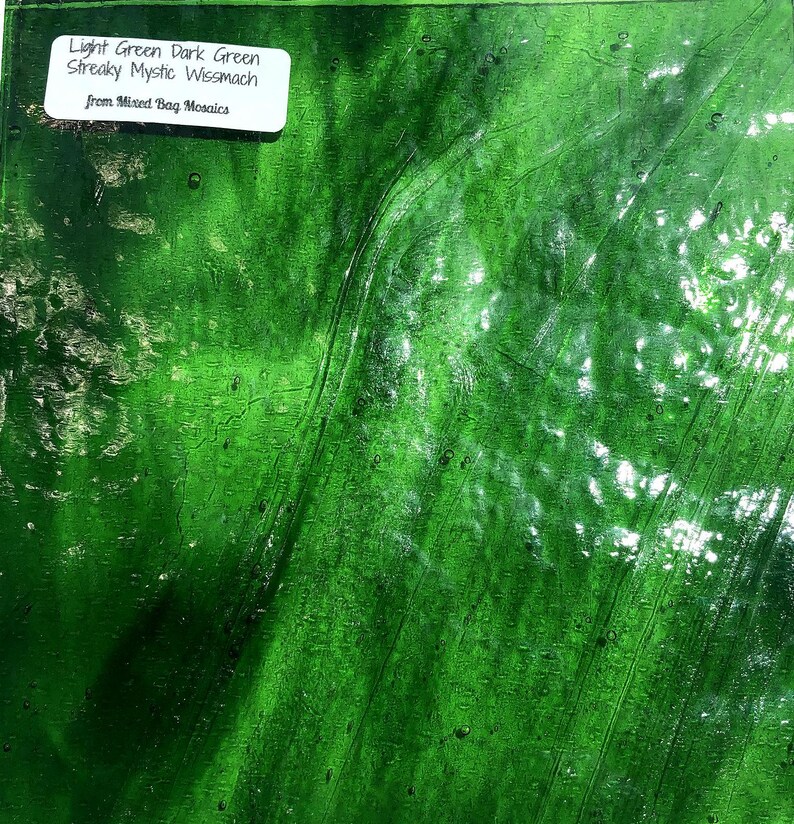 1/2 Lb Light Green With Dark Green Streaky Mystic Stained Glass Mosaic ...