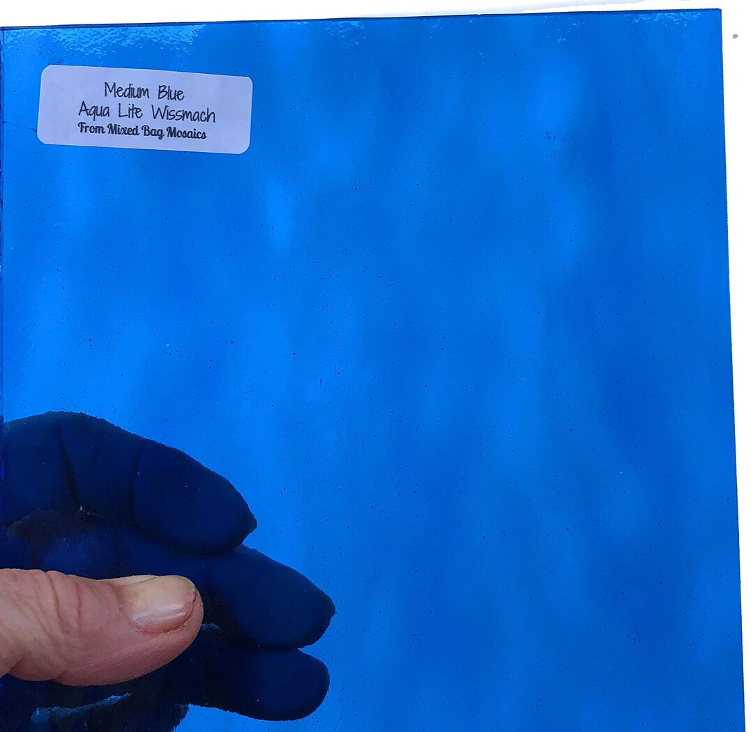Medium Blue Aqualite Transparent Stained Glass Sheet 6x6 Mosaic Wissmach Any Quantity Ships for ...