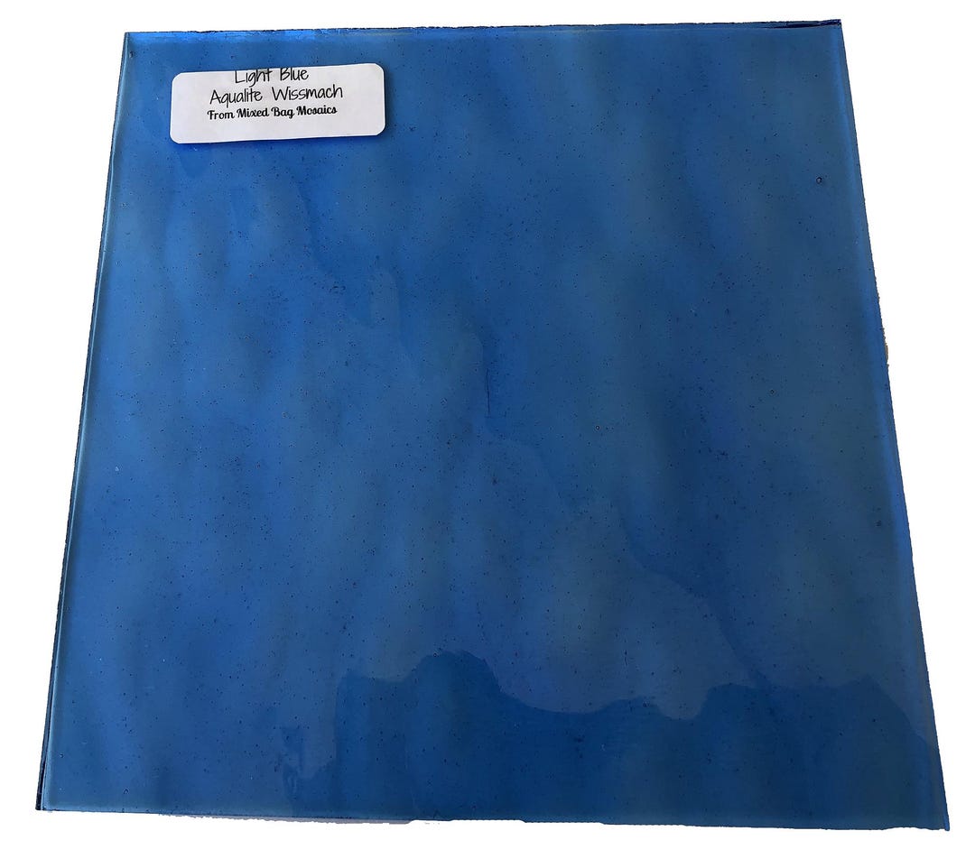 Light Blue Transparent Aqualite Stained Glass Sheet 6" X 6" Wissmach ...