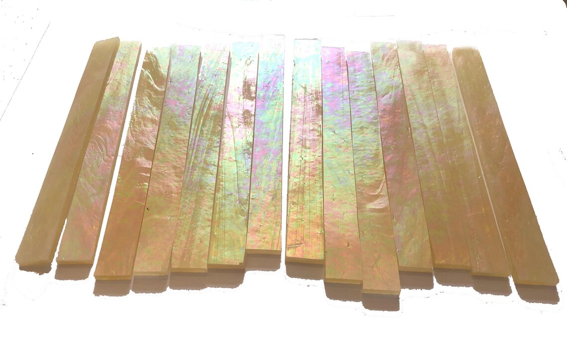 1/2 Lb Medium Amber Iridescent Stained Glass Mosaic Strips 1/2" X 4-6 ...