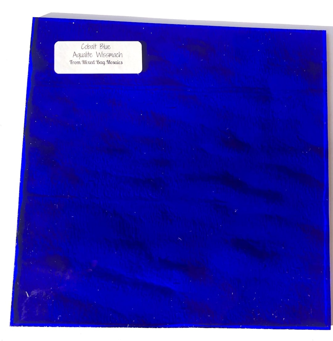Cobalt Blue Transparent Aqualite Stained Glass Sheet 6" X 6" Wissmach ...
