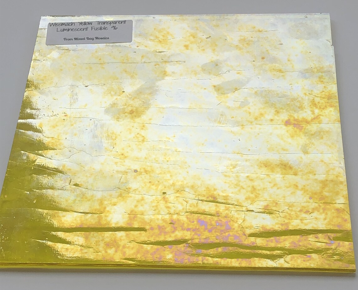 Luminescent Yellow Transparent COE 96 Stained Glass Sheet 6x6 Any ...