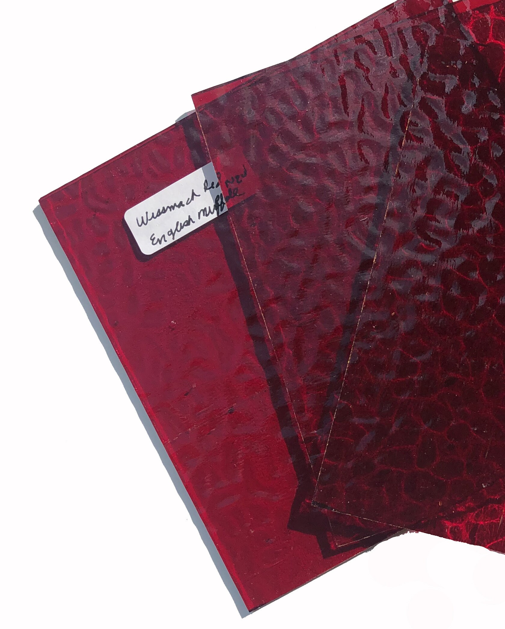 Red Transparent English Muffle Stained Glass Sheet 6x6 Any Qty Ships ...