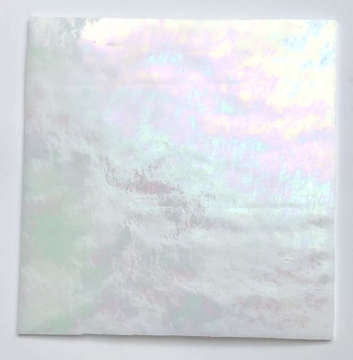 Iridescent Dense White Opal Stained Glass Sheet 6x6 or Mosaic Wissmach ...