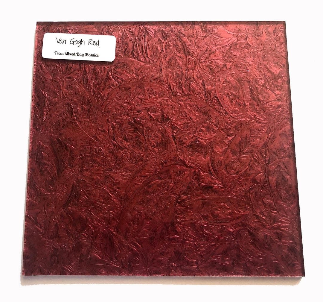 Van Gogh Red Sparkle 6"x6" Stained Glass Sheet Any Quantity Ships for 5 ...