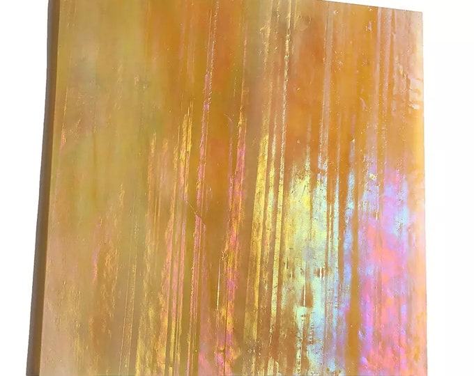 Medium Amber Iridescent Stained Glass Sheet: 6x6" Any Qty Ships for 5. ...