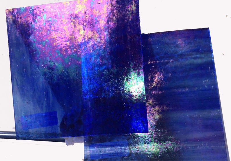 Dark Blue Luminescent Crystal Prisma Stained Glass 6x6" COE 96 ANY QTY ...
