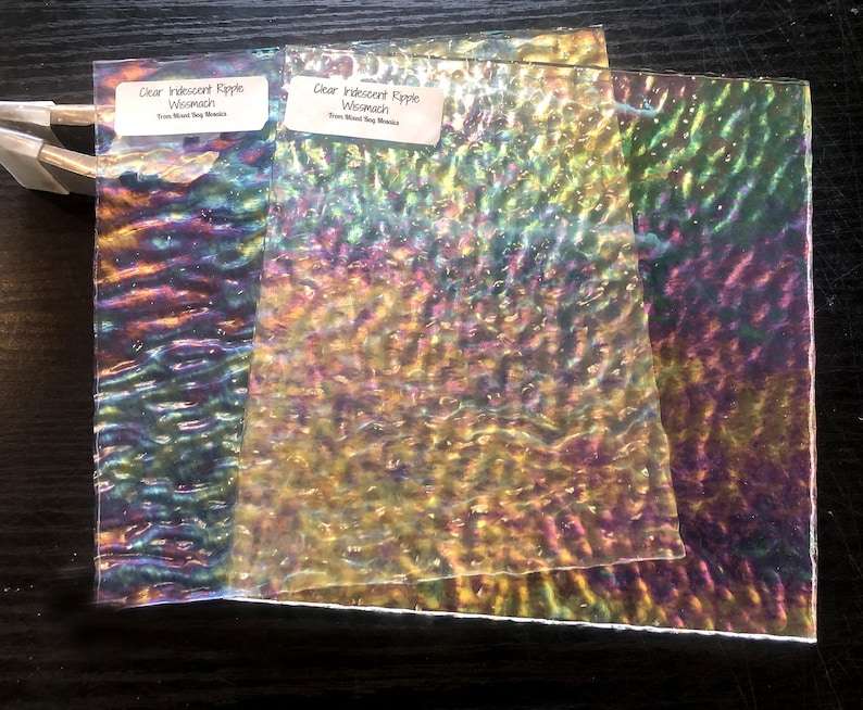 Clear Iridescent Ripple Texture Wissmach Stained Glass Sheet 6x6 ...
