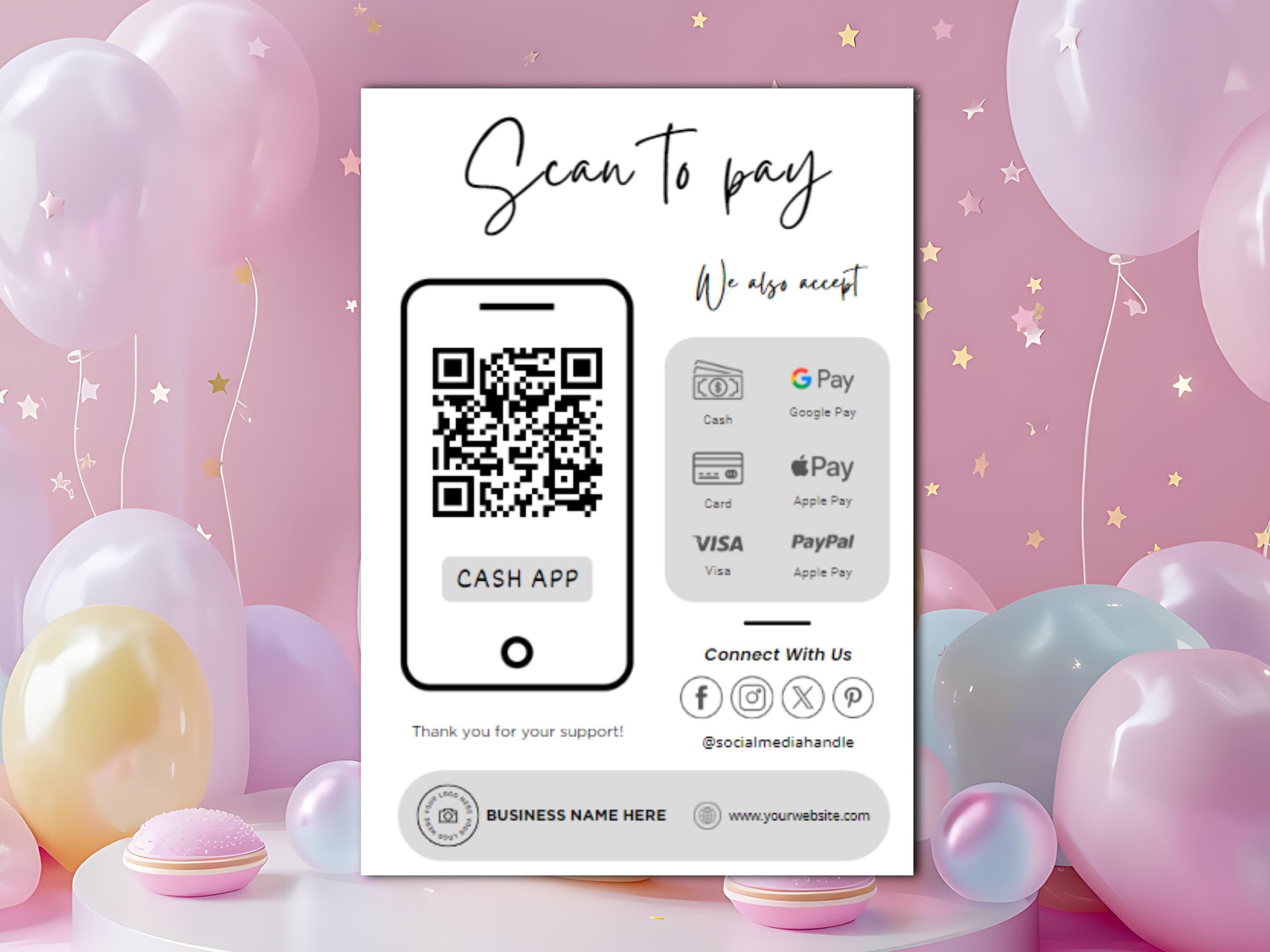 Business Bundle - Editable QR Code Scan to Pay, Thank You Card, Cake ...