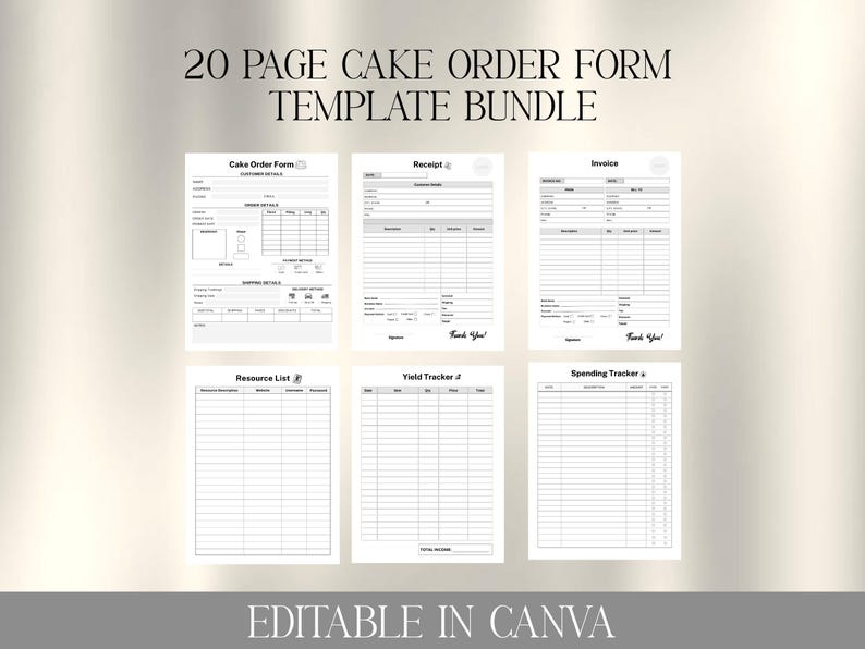 Editable Cake Order Form Canva Template, Canva Cake Templates, Wedding ...