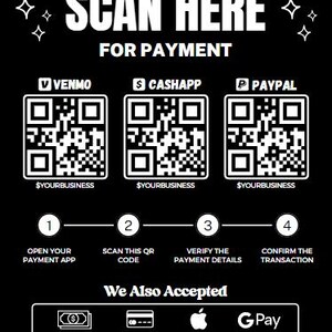 Business QR Code Bundle - Tip Jar, Scan to Pay, Price List Editable ...