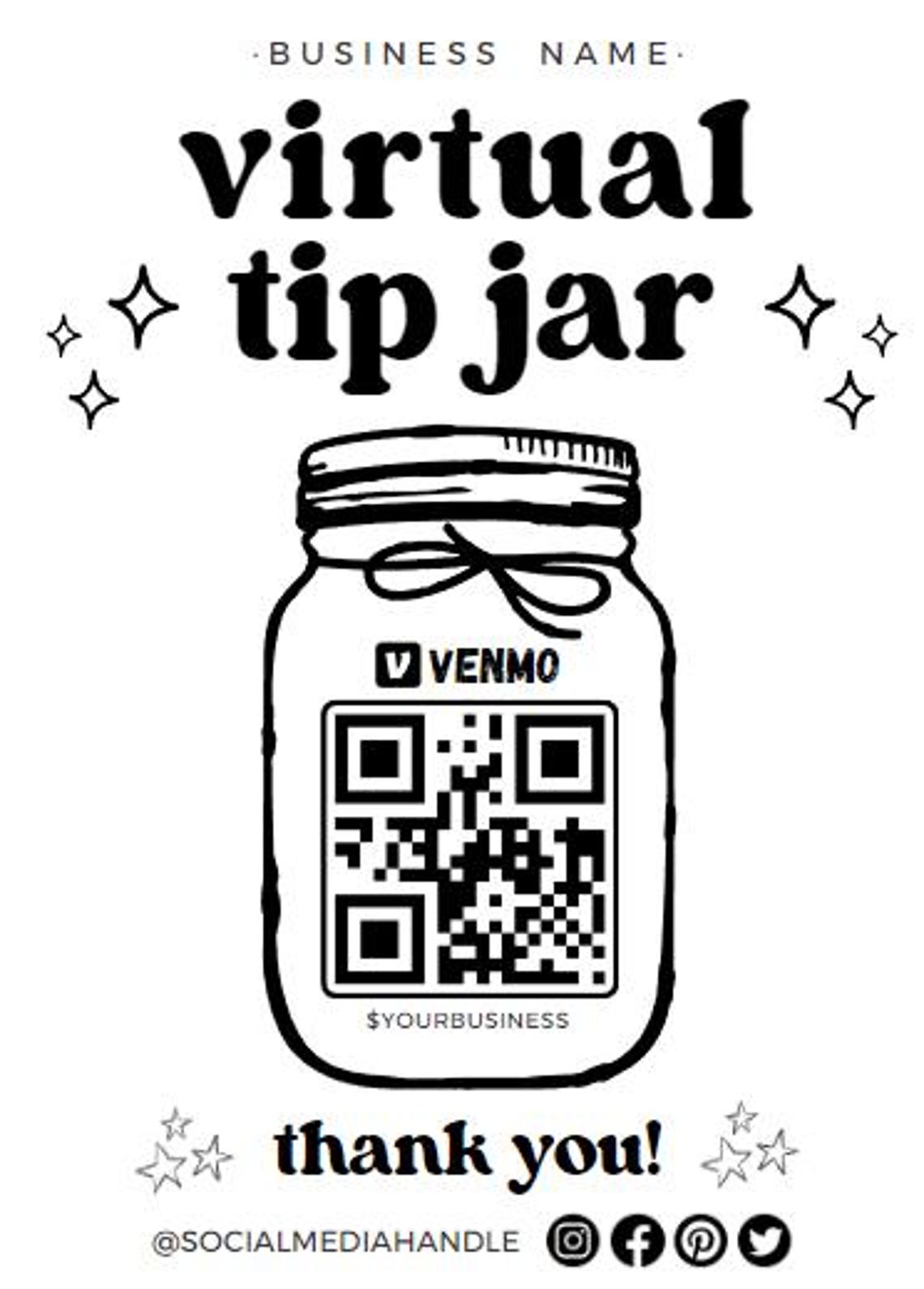 Business QR Code Bundle - Tip Jar, Scan to Pay, Price List Editable ...
