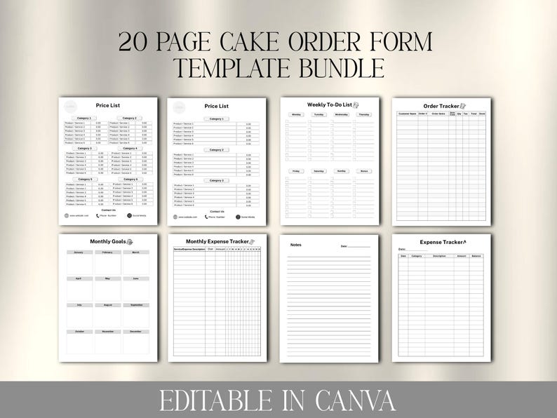 Editable Cake Order Form Canva Template, Canva Cake Templates, Wedding ...
