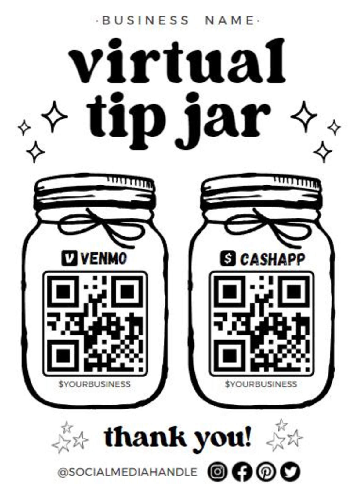 Business QR Code Bundle - Tip Jar, Scan to Pay, Price List Editable ...