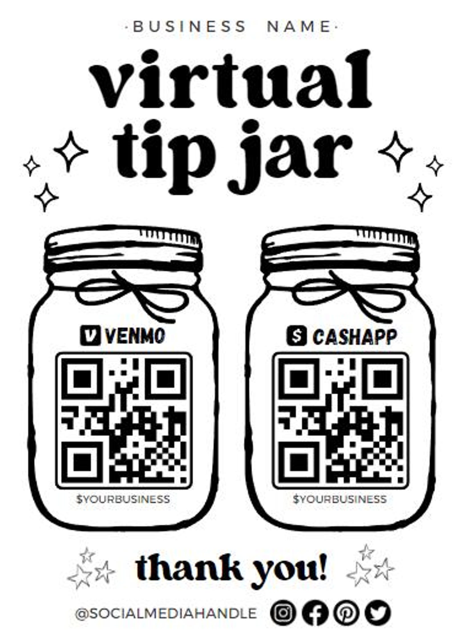 Business QR Code Bundle - Tip Jar, Scan to Pay, Price List Editable ...