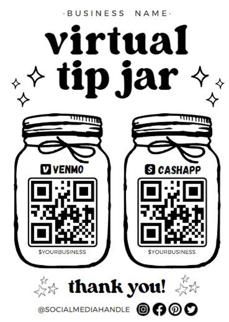 Business QR Code Bundle - Tip Jar, Scan to Pay, Price List Editable ...