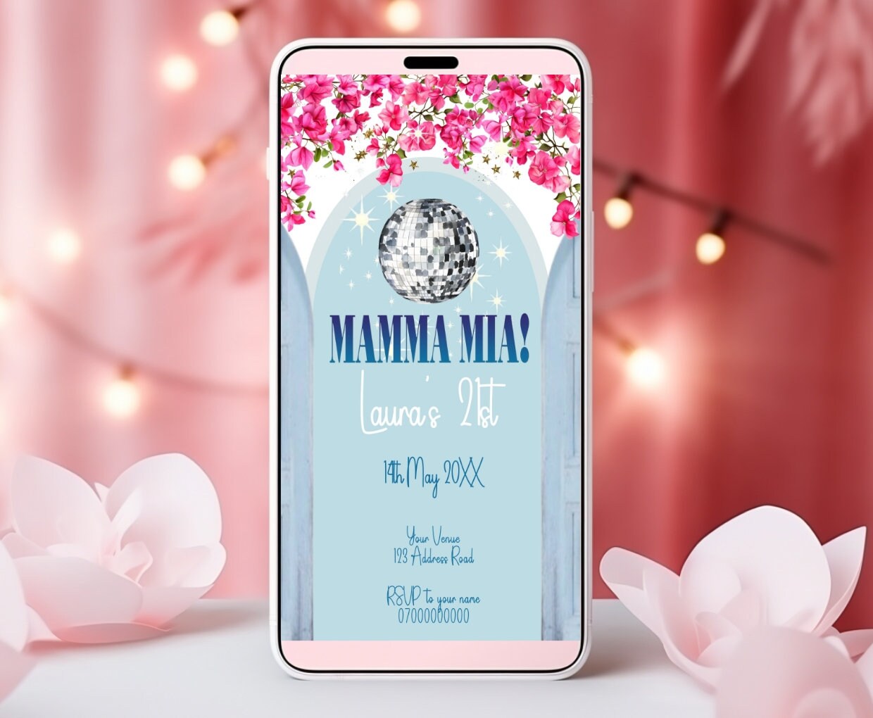 Mamma Mia Digital Mobile Invitation - Abba Mamma Mia Party Mobile Evite ...