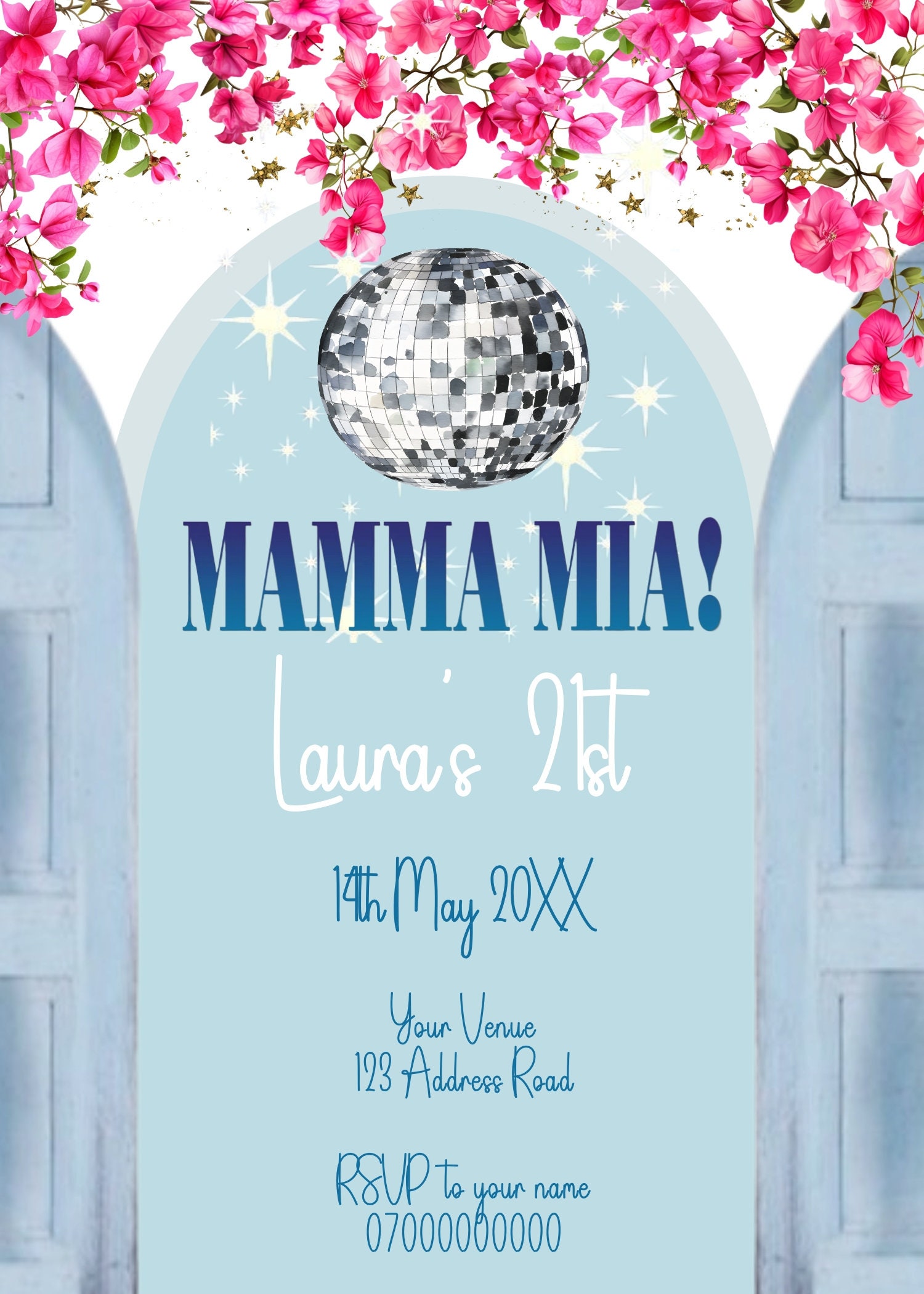 Mamma Mia Digital Invitation - Abba Mamma Mia Party Invite, Editable ...