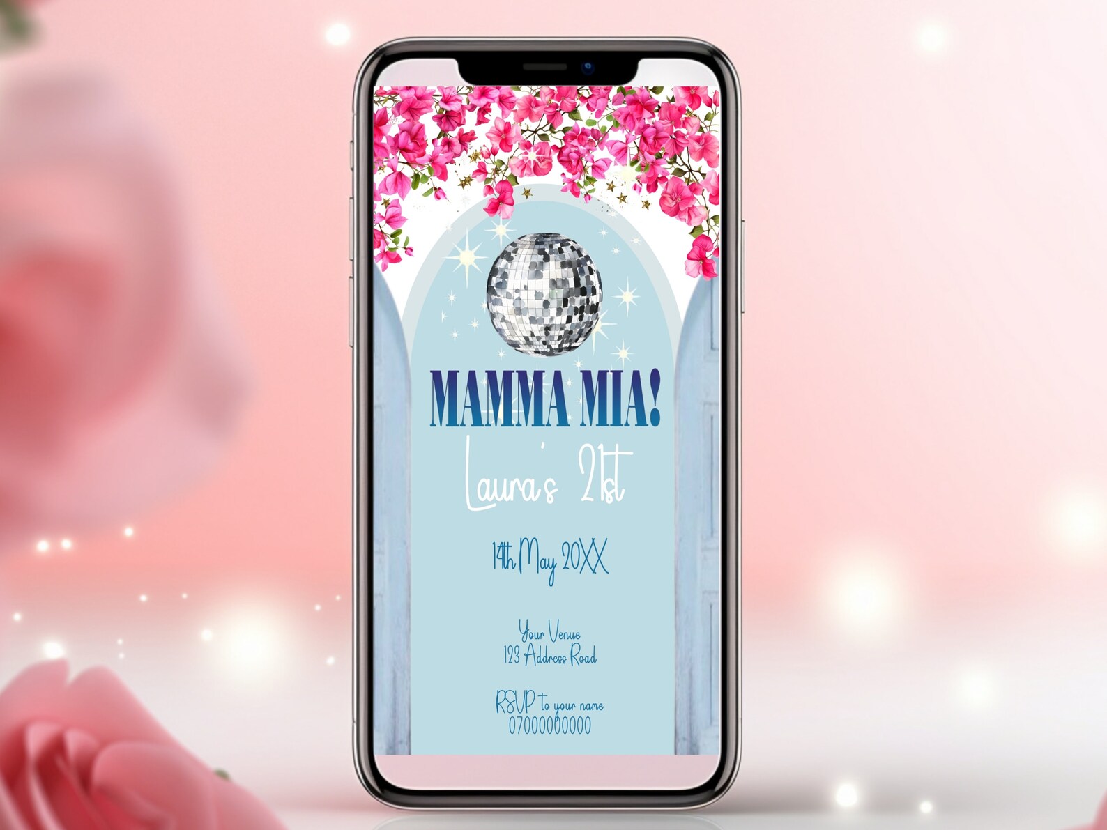 Mamma Mia Digital Mobile Invitation - Abba Mamma Mia Party Mobile Evite ...