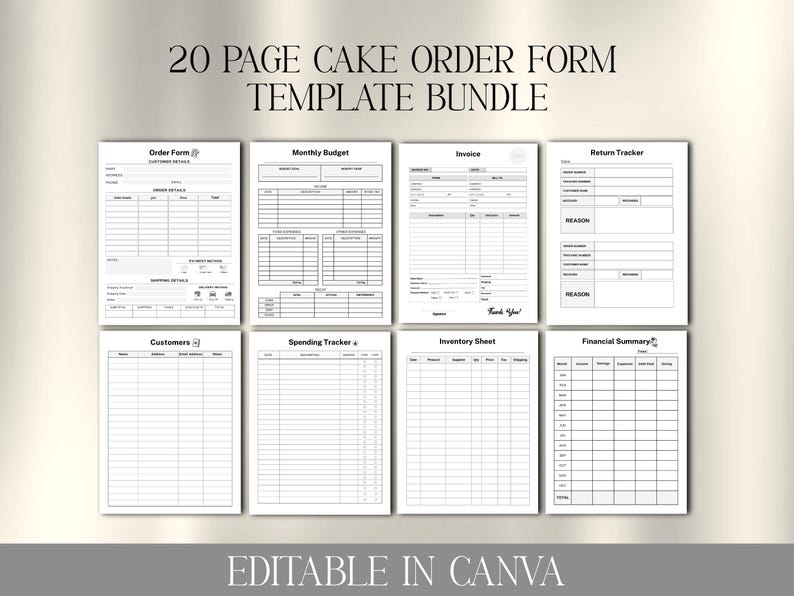 Editable Cake Order Form Canva Template, Canva Cake Templates, Wedding ...