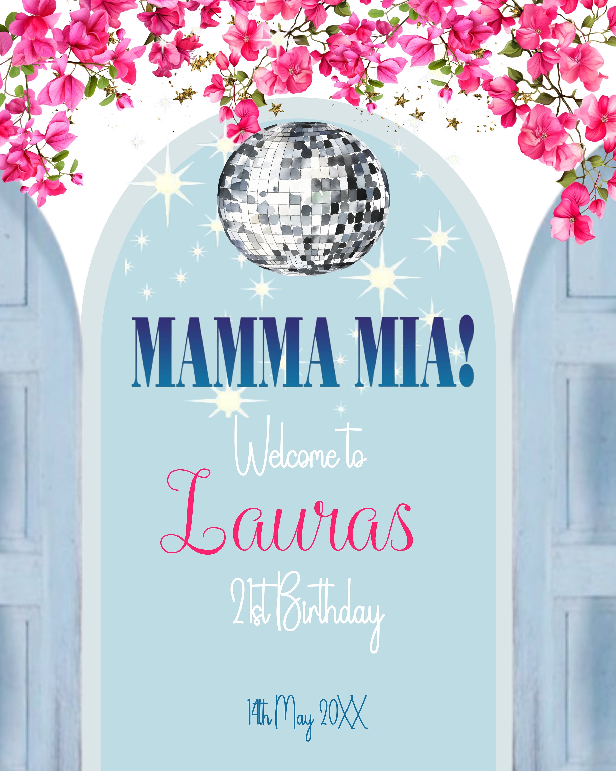 Mamma Mia Digital Invitation Abba Mamma Mia Birthday Welcome Sign ...