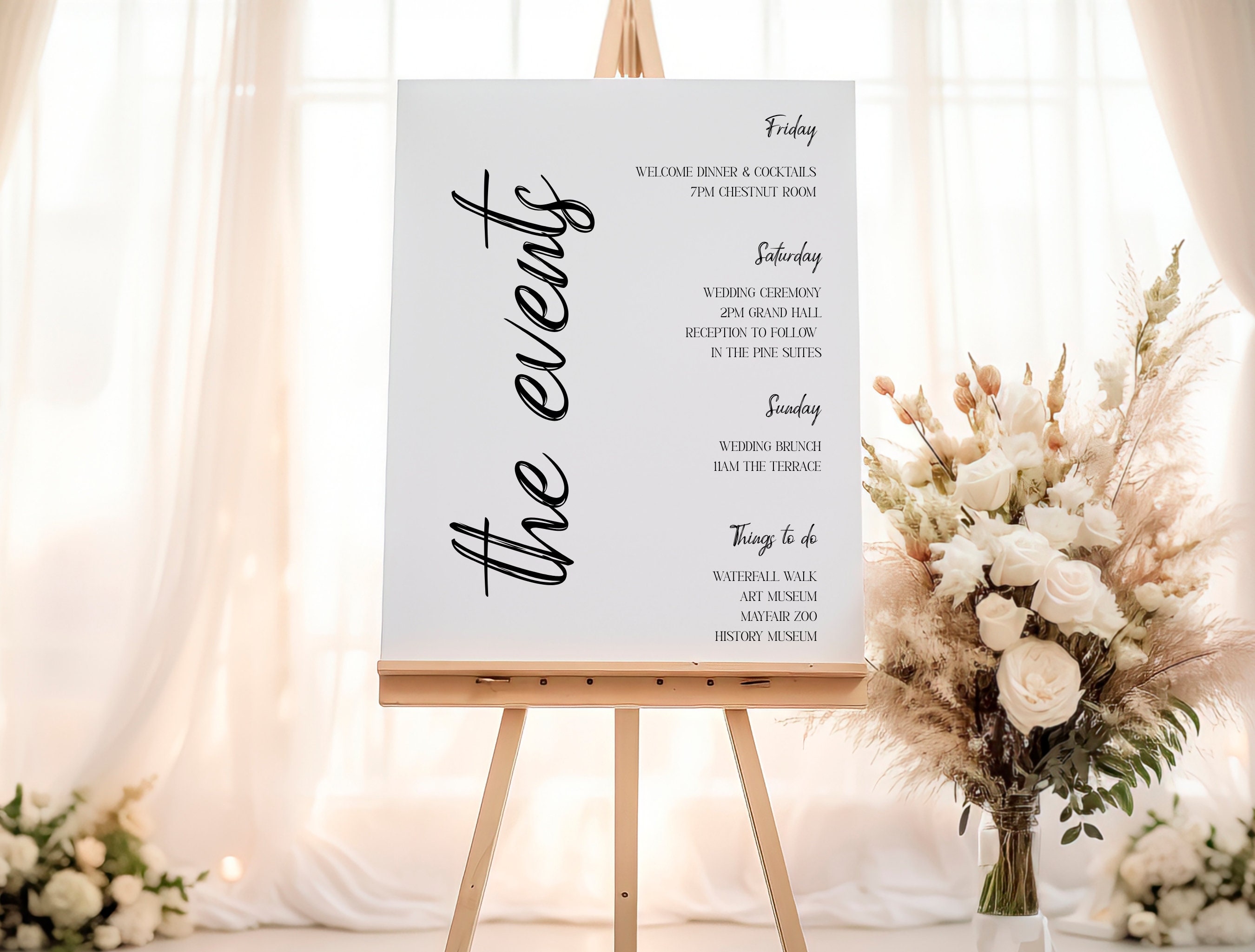 Wedding Events Board Sign Template, Wedding Welcome Signage, Wedding ...