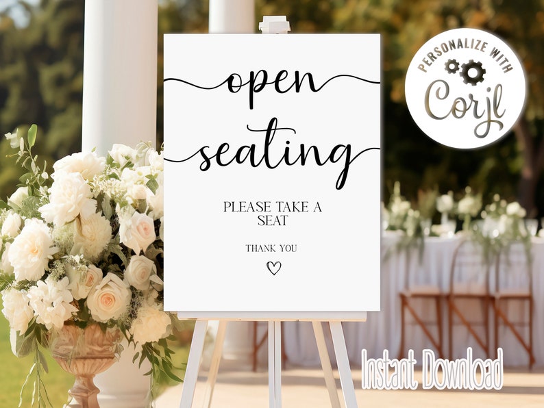 Wedding Open Seating Sign Template, Wedding Welcome Signage, Wedding ...