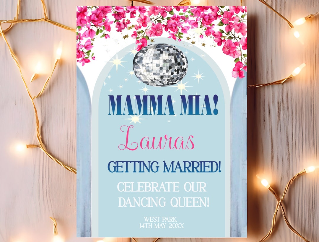 Mamma Mia Digital Welcome Sign - Abba Mamma Mia Bridal Shower Welcome ...