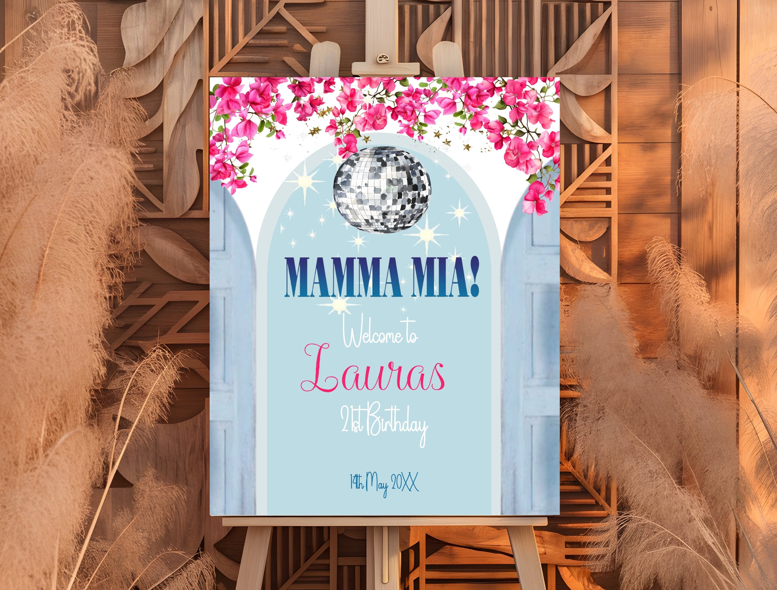 Mamma Mia Digital Invitation Abba Mamma Mia Birthday Welcome Sign ...