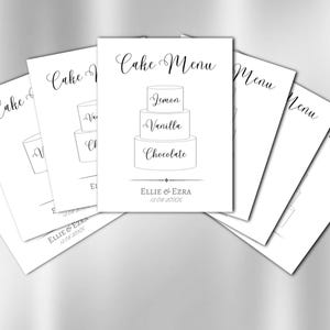 Wedding Cake Flavour Menu, Wedding Cake Sign, Canva Cake Templates ...