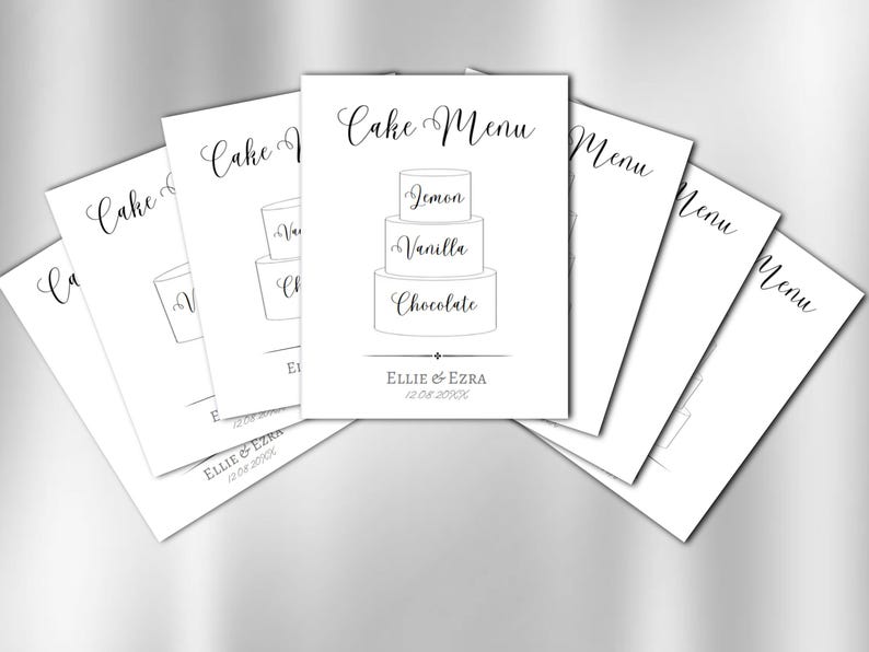 Wedding Cake Flavour Menu, Wedding Cake Sign, Canva Cake Templates ...