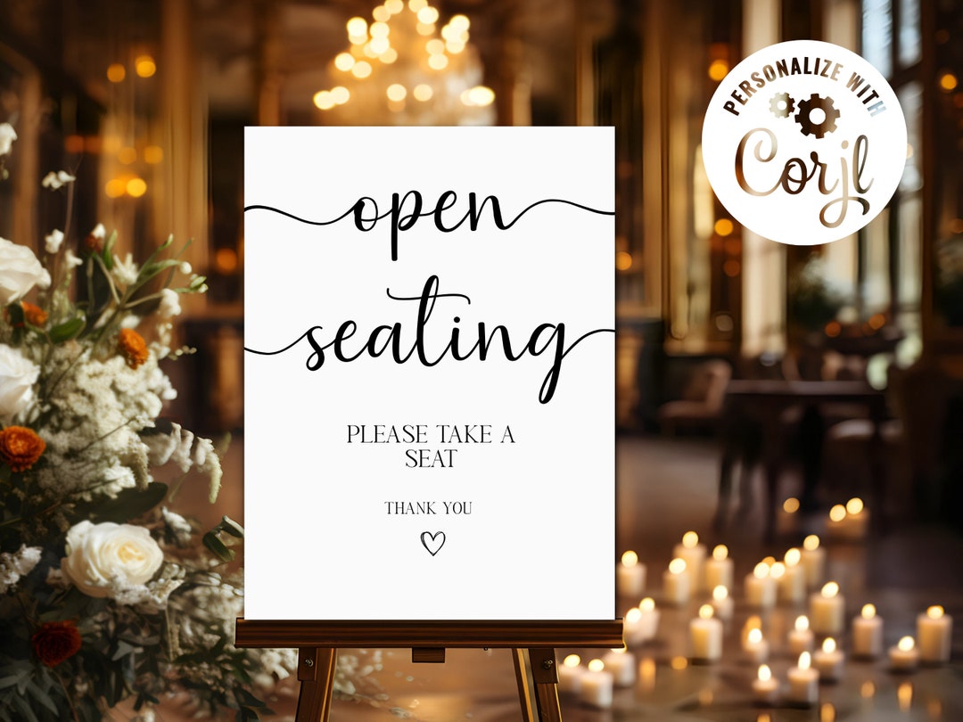 Wedding Open Seating Sign Template, Wedding Welcome Signage, Wedding ...