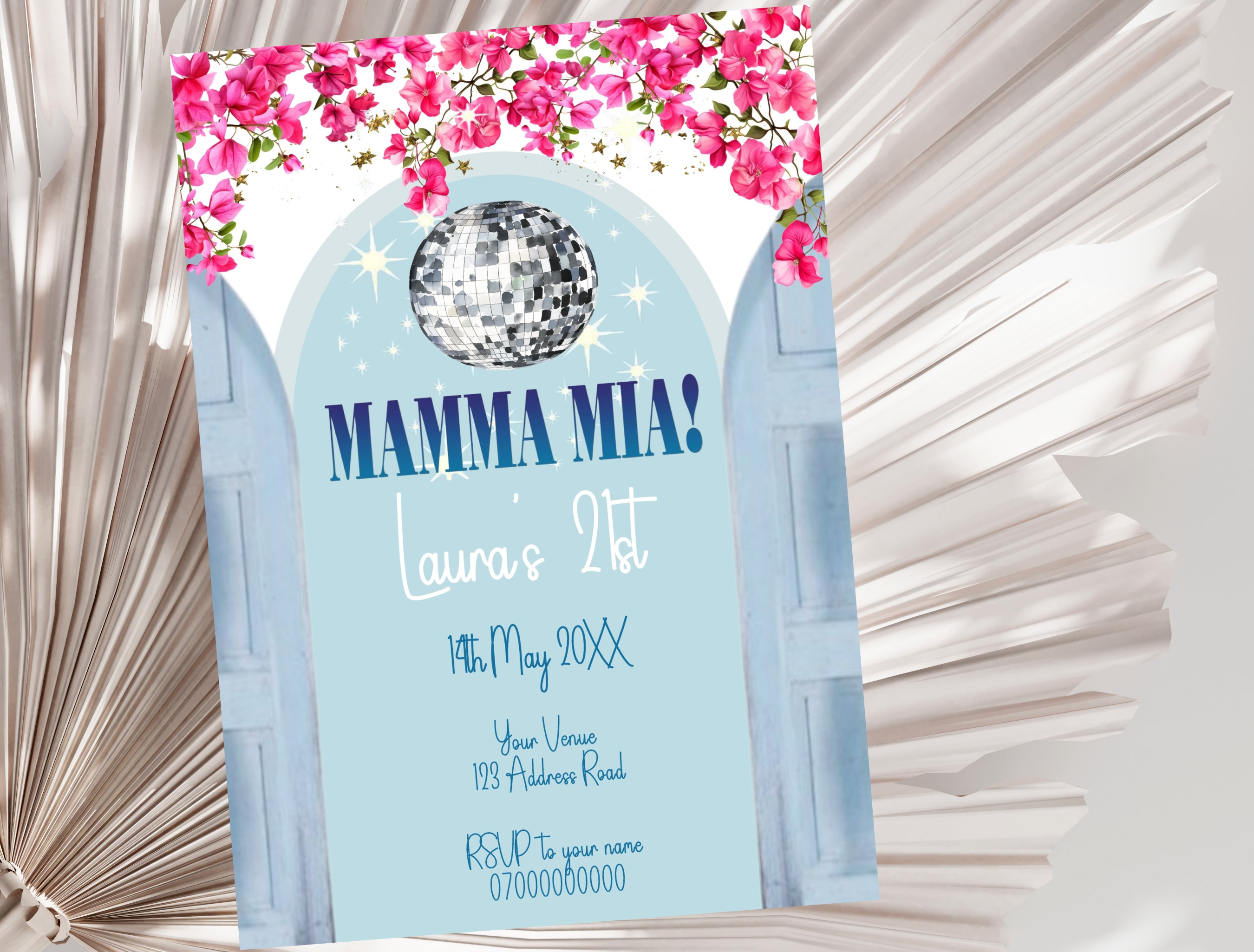 Mamma Mia Digital Invitation - Abba Mamma Mia Party Invite, Editable ...
