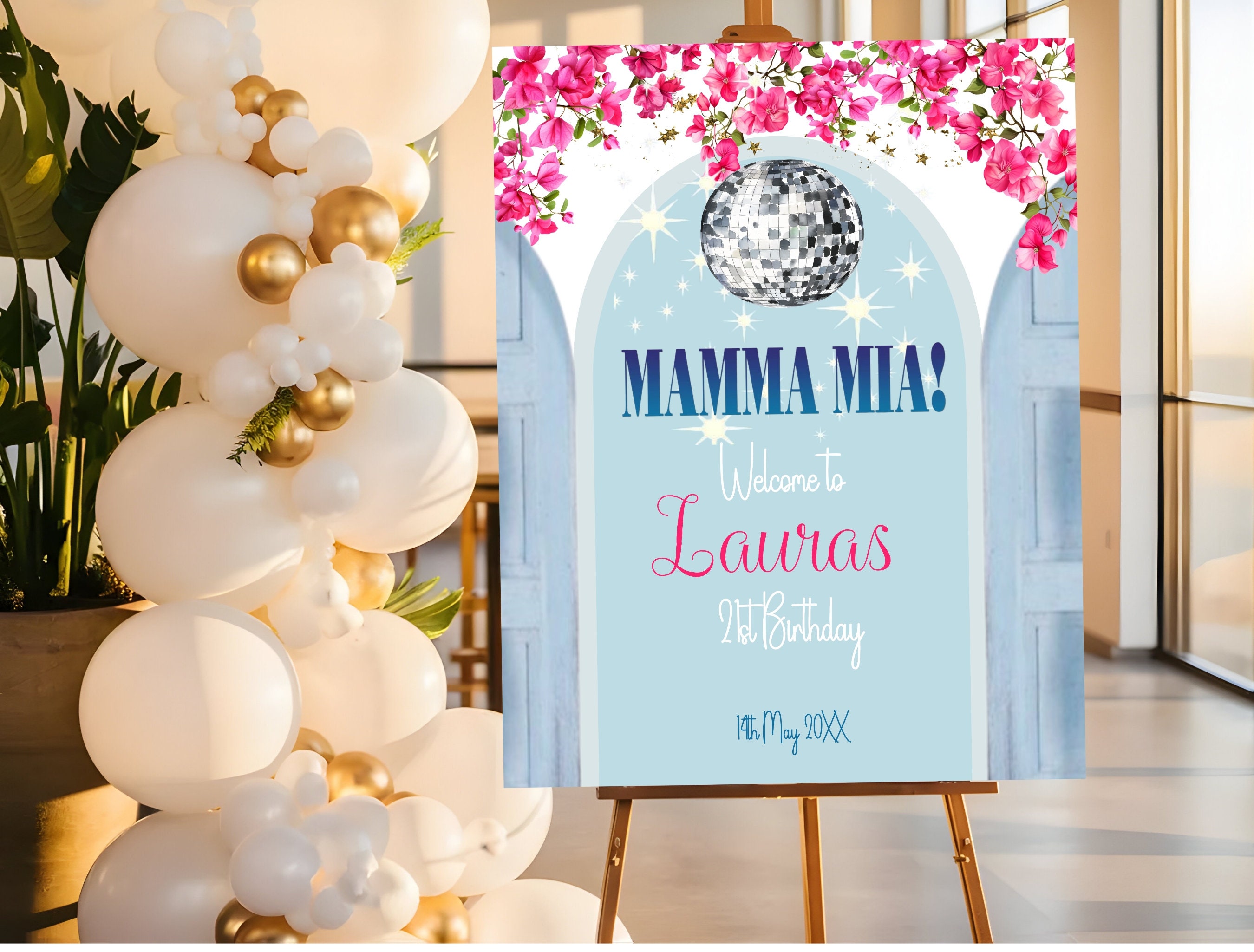 Mamma Mia Digital Invitation Abba Mamma Mia Birthday Welcome Sign ...