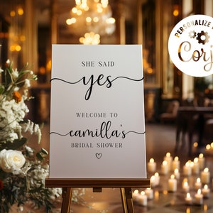 She Said Yes Bridal Shower Sign Template, Wedding Signage, Wedding ...