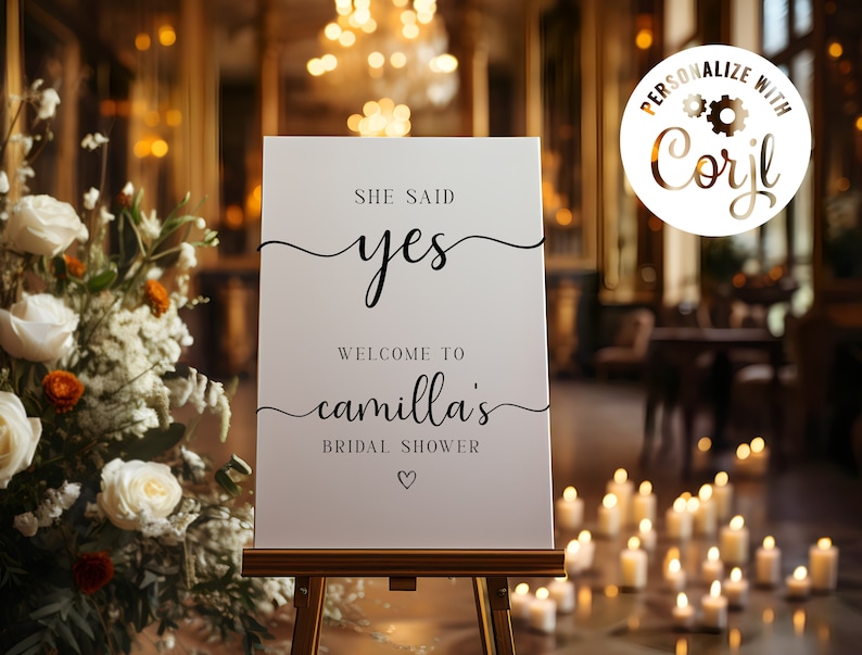 She Said Yes Bridal Shower Sign Template, Wedding Signage, Wedding ...