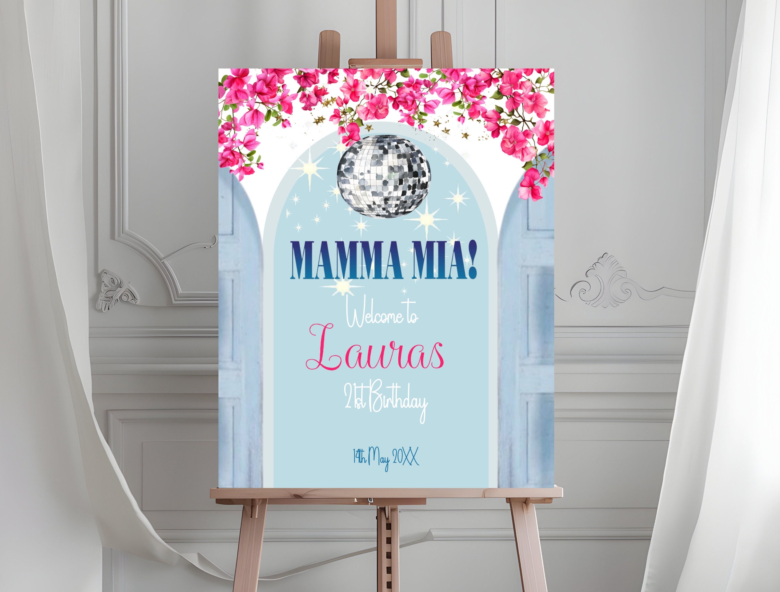 Mamma Mia Digital Invitation Abba Mamma Mia Birthday Welcome Sign ...