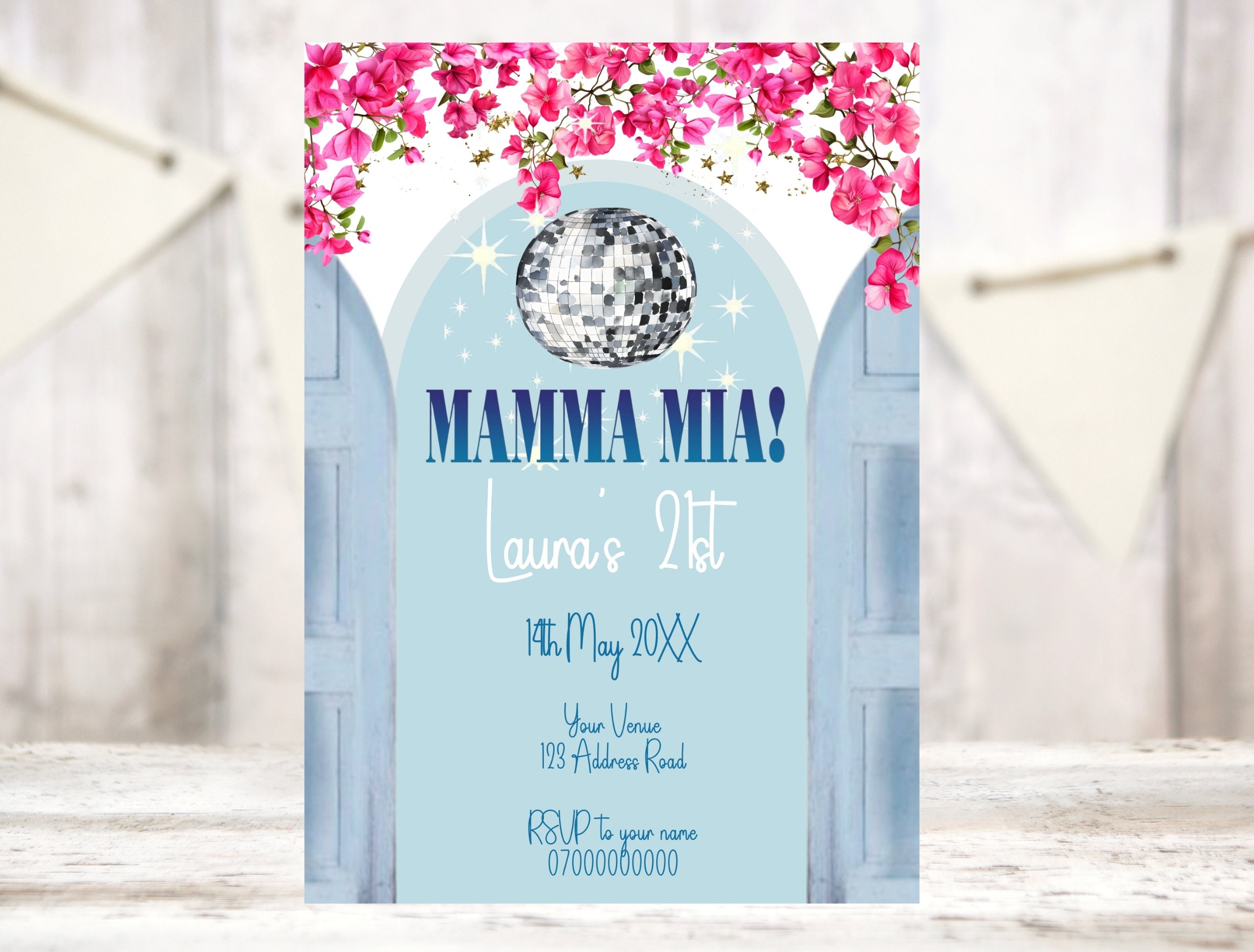 Mamma Mia Digital Invitation - Abba Mamma Mia Party Invite, Editable ...
